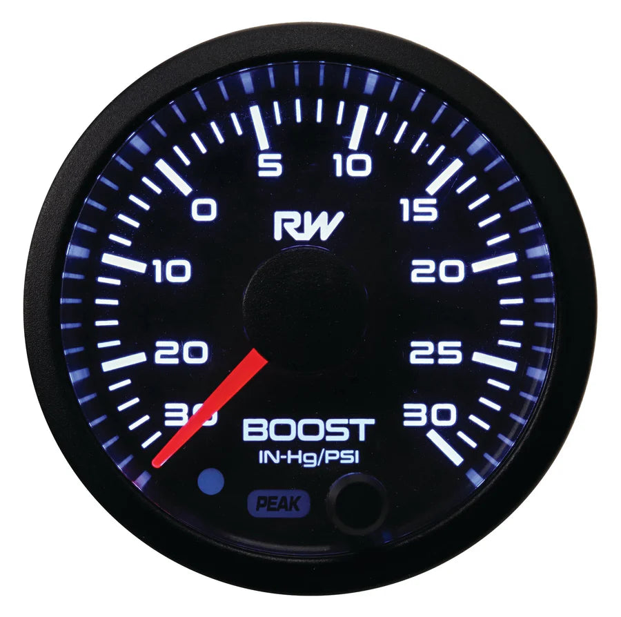 Raceworks 52mm Electronic Boost Gauge & Fitting Kit 30IN-HG To 30PSI ...